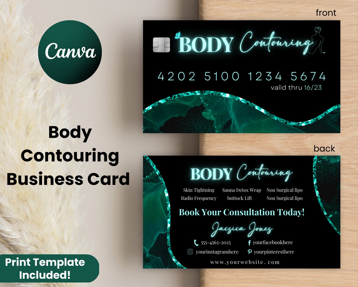 Body Sculpting Business Card, Body Contouring Business Card, Spa ...