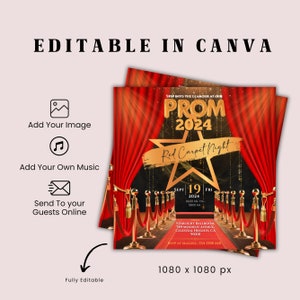 Prom Red Carpet Theme Flyer Prom Night Dance Flyer Under Red Carpet ...