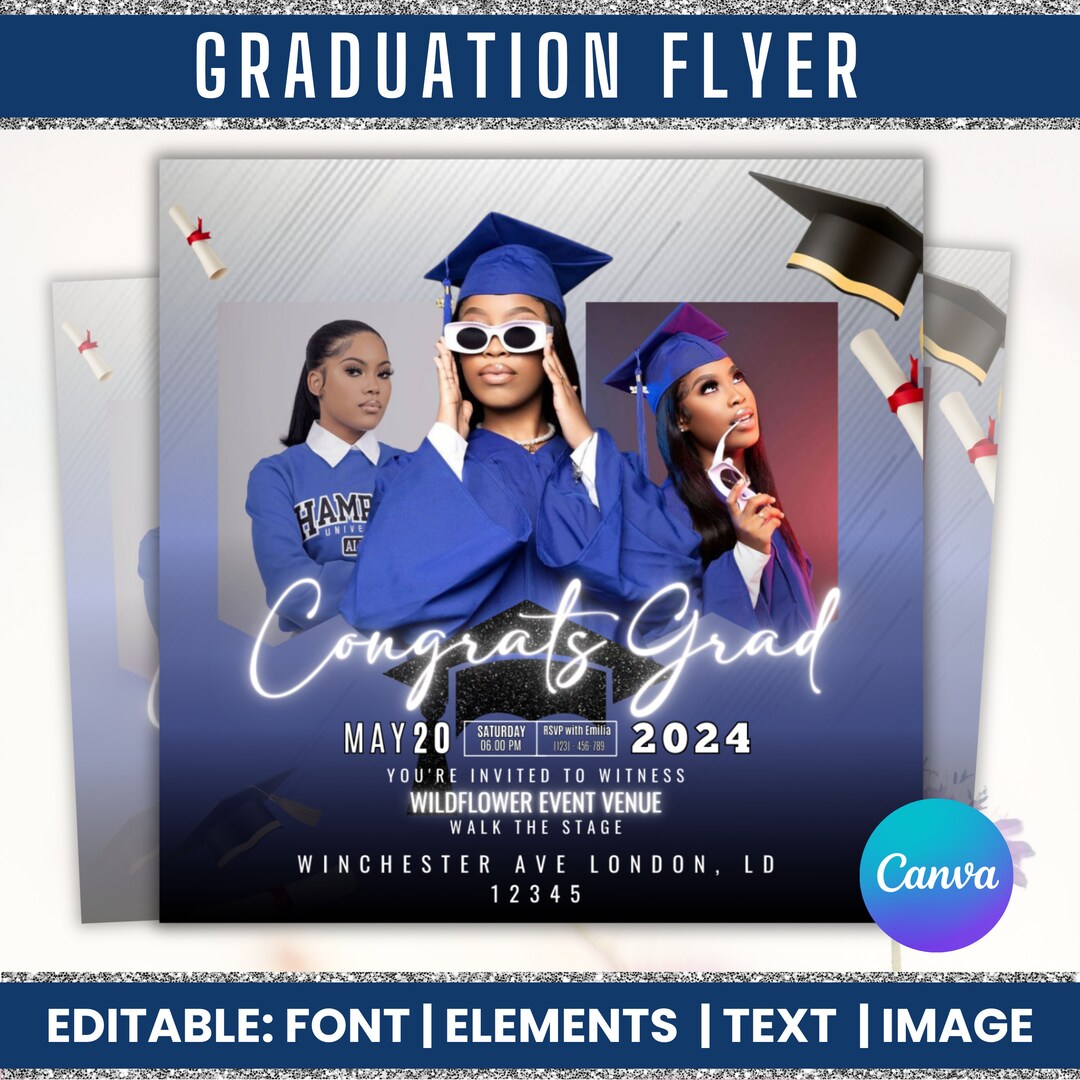 Class of 2024 Graduation Flyer, Canva Graduation Invite, DIY Grad ...