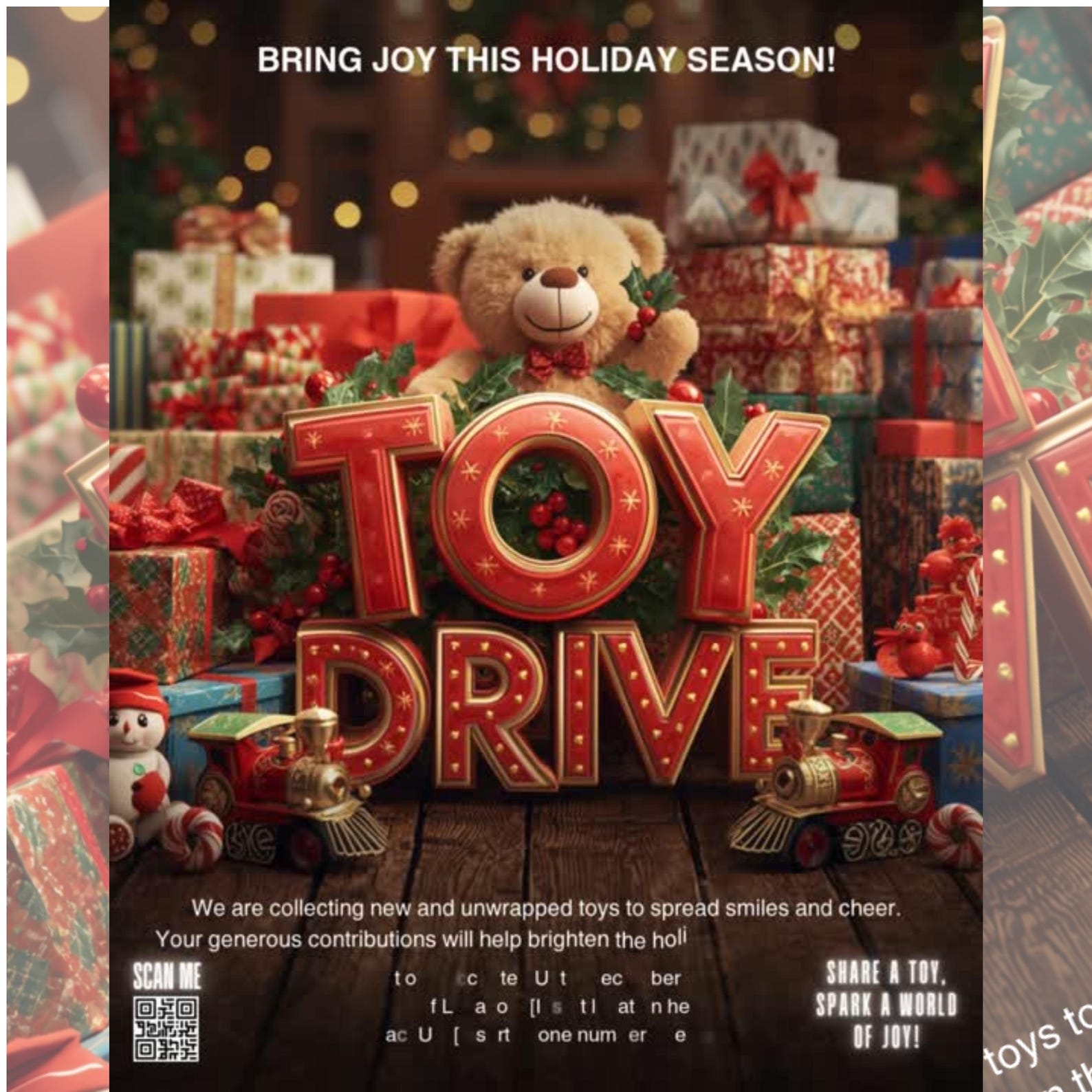 Christmas Toy Drive Flyer Canva Template, Christmas Party Flyer, Toy ...