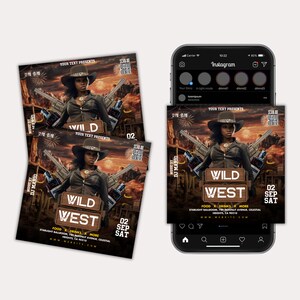 Western Party Flyer, Night Club Flyer, Summer Pool Party Flyer, Cowgirl ...