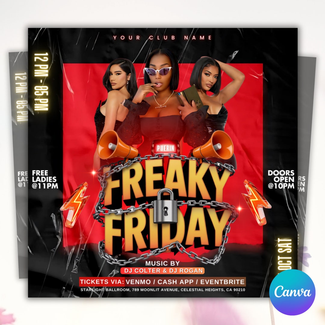 Freaky Friday Party Flyer, Editable Friday Party Flyer, DJ Nightclub ...