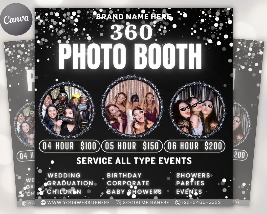 360 Photo Booth Flyer | Event Photography Rental Party| Animated 360 ...