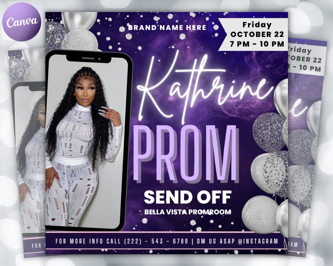Prom Invitation Flyer, Prom Event Flyer, Prom Invitation, Purple Prom ...