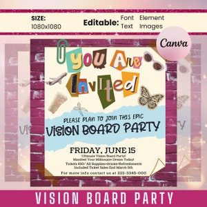 Editable Vision Board Flyer, Vision Board Flyer, Manifesting Event ...