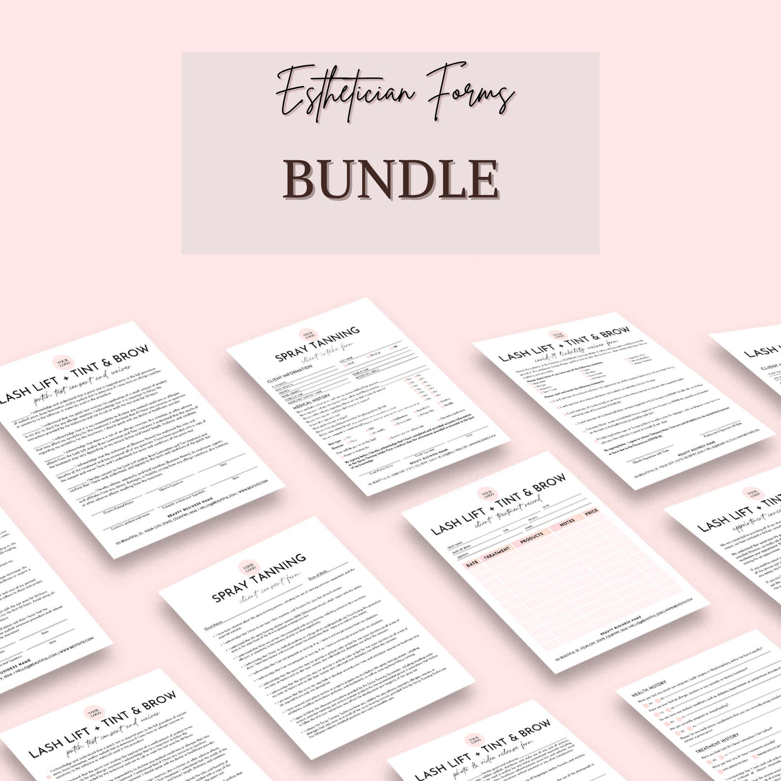 Esthetician Intake Forms Bundle, Editable Esthetician Consent Forms ...