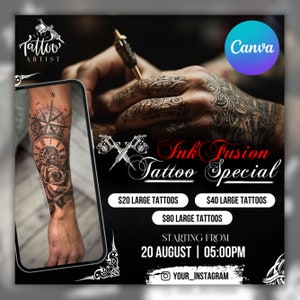 Tattoo Booking Flyer, Tattoo Artist, Tattoo Shop Flyer, Social Media ...