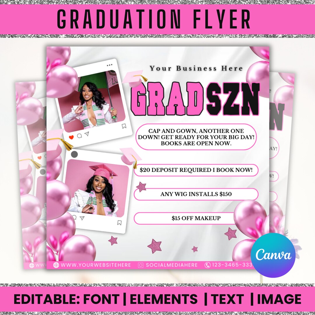 Graduation Business Flyer, Graduation Template, Hair Flyer, Prom ...