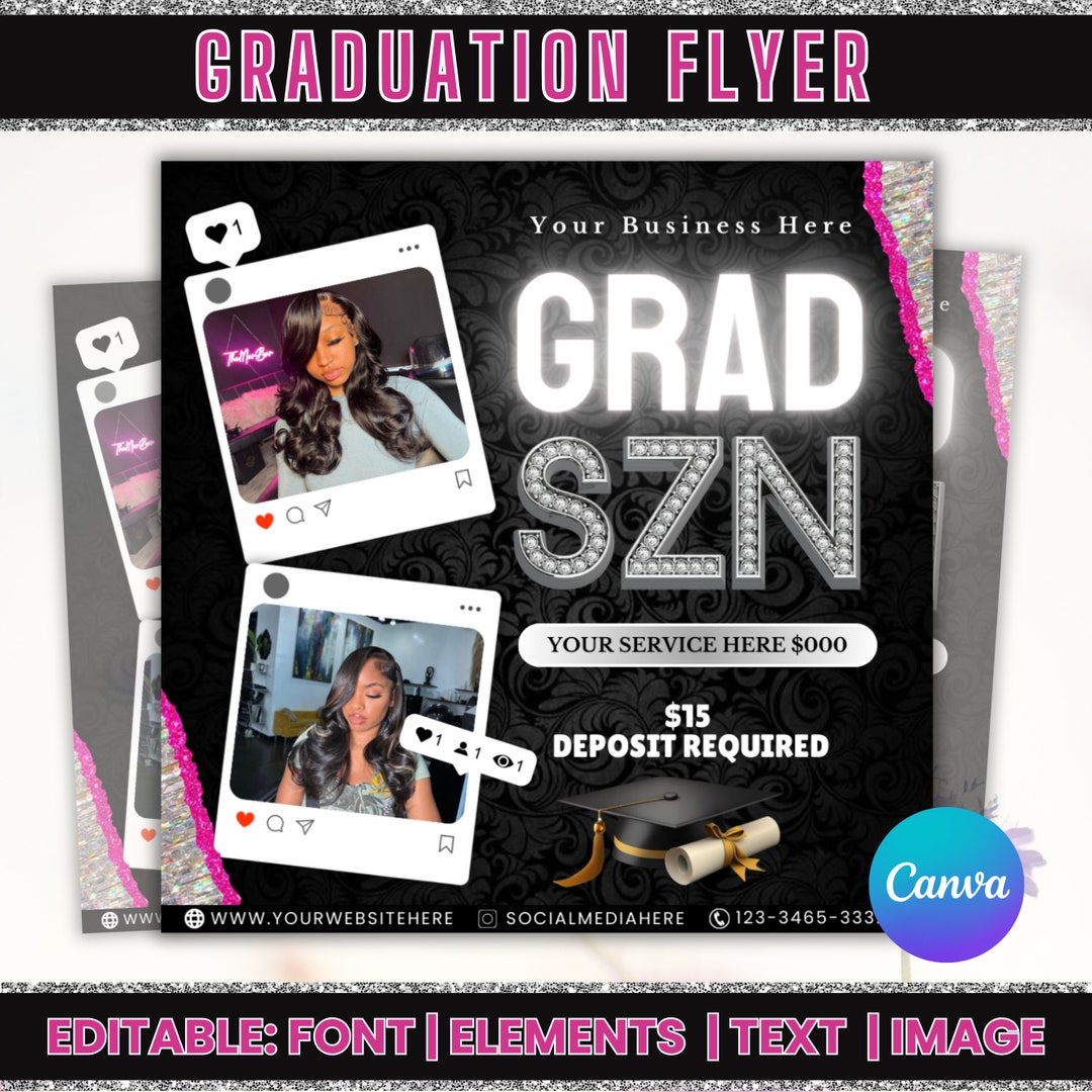 Class of 2024 Graduation Flyer, Canva Graduation Invite, DIY Grad ...