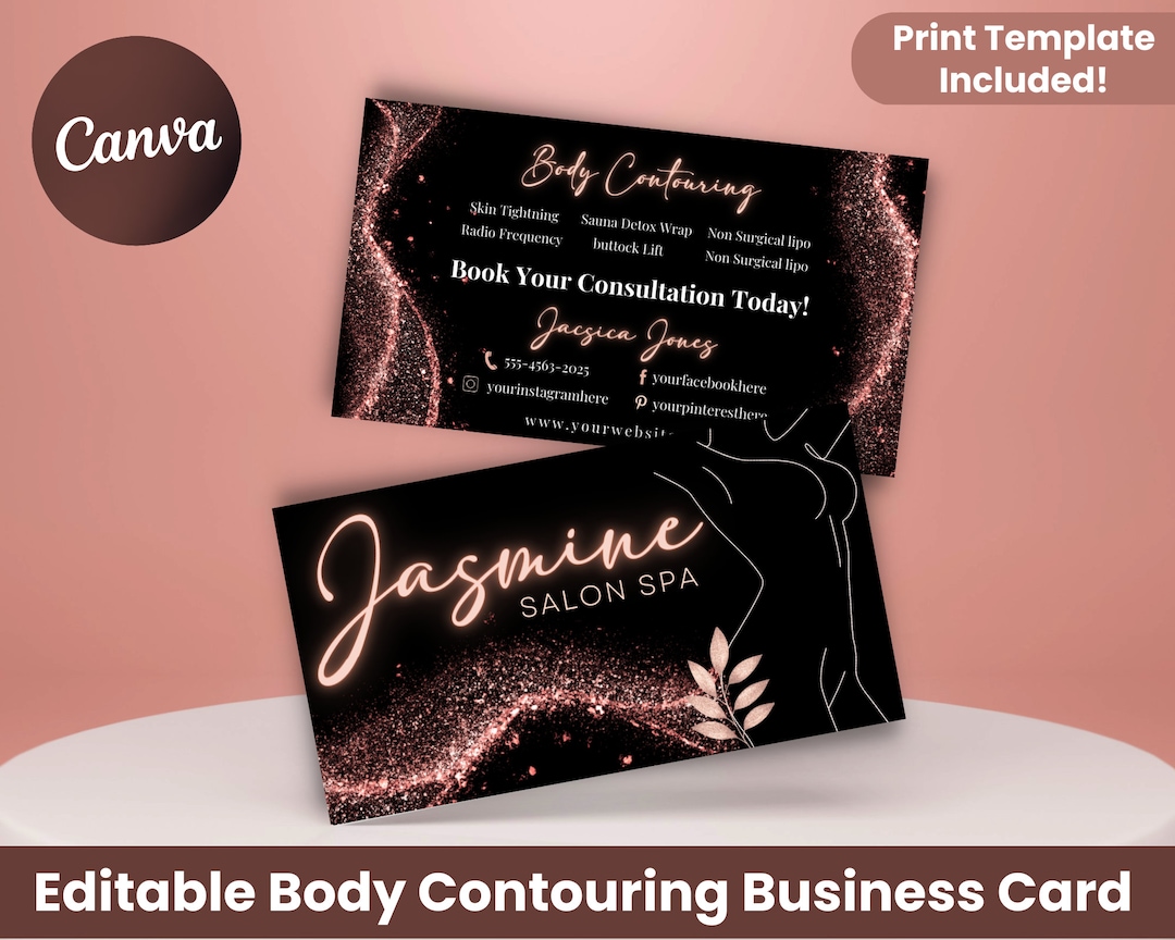 DIY Body Contouring Business Card, Body Contouring Business Card, Spa ...