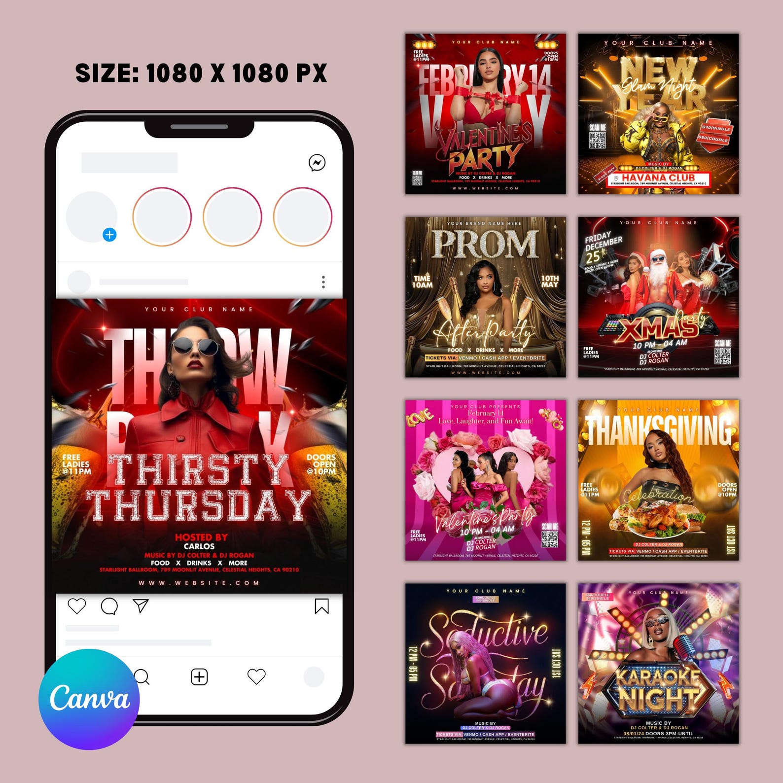 Party Flyer Bundle, Editable Kickback Club Flyer, Freaknik Party Flyer ...