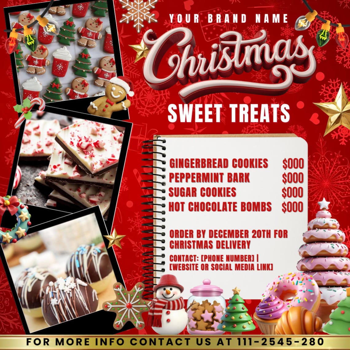 Christmas Sweet Treats Flyer, Diy Flyer Template Design, December Bake ...