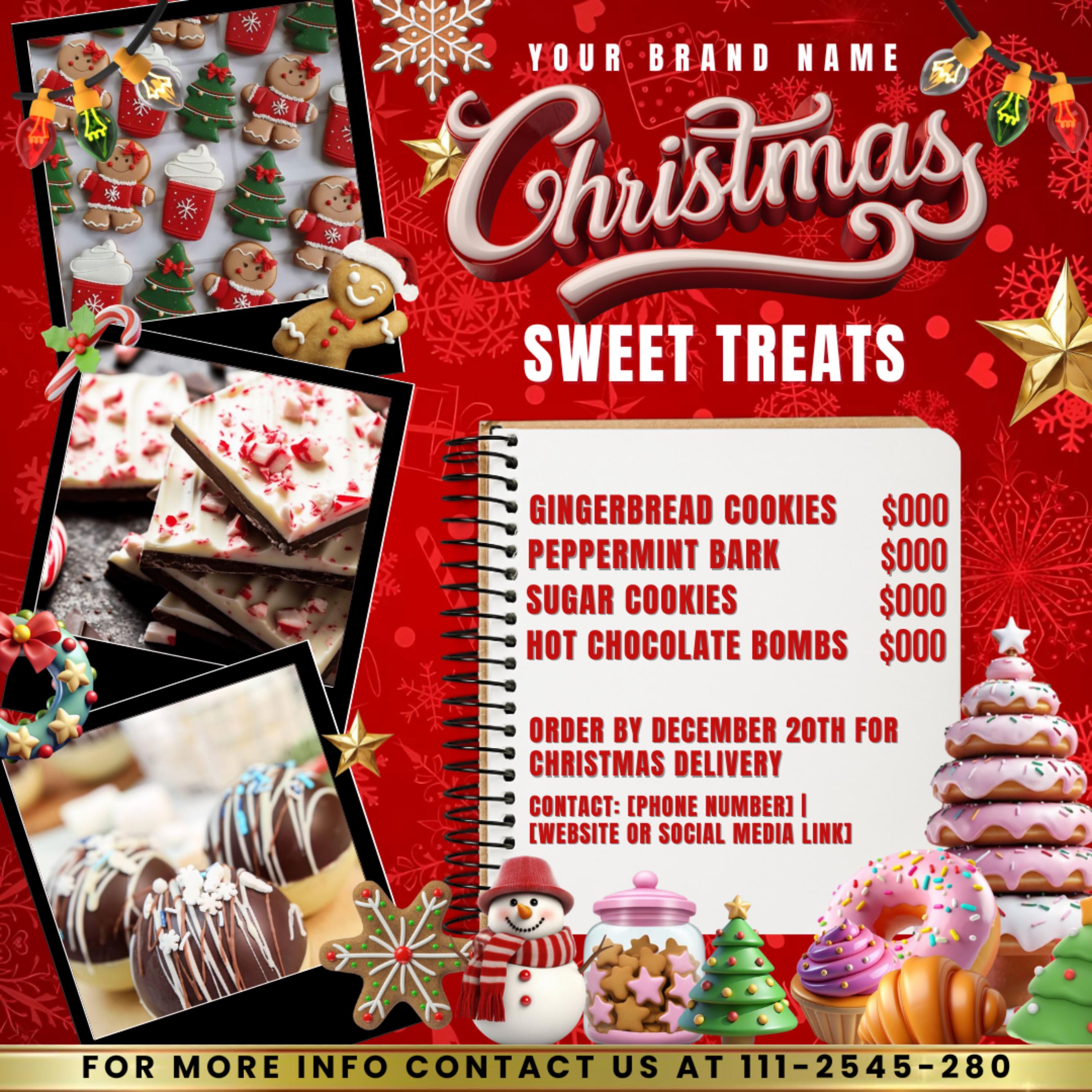 Christmas Sweet Treats Flyer, Diy Flyer Template Design, December Bake ...