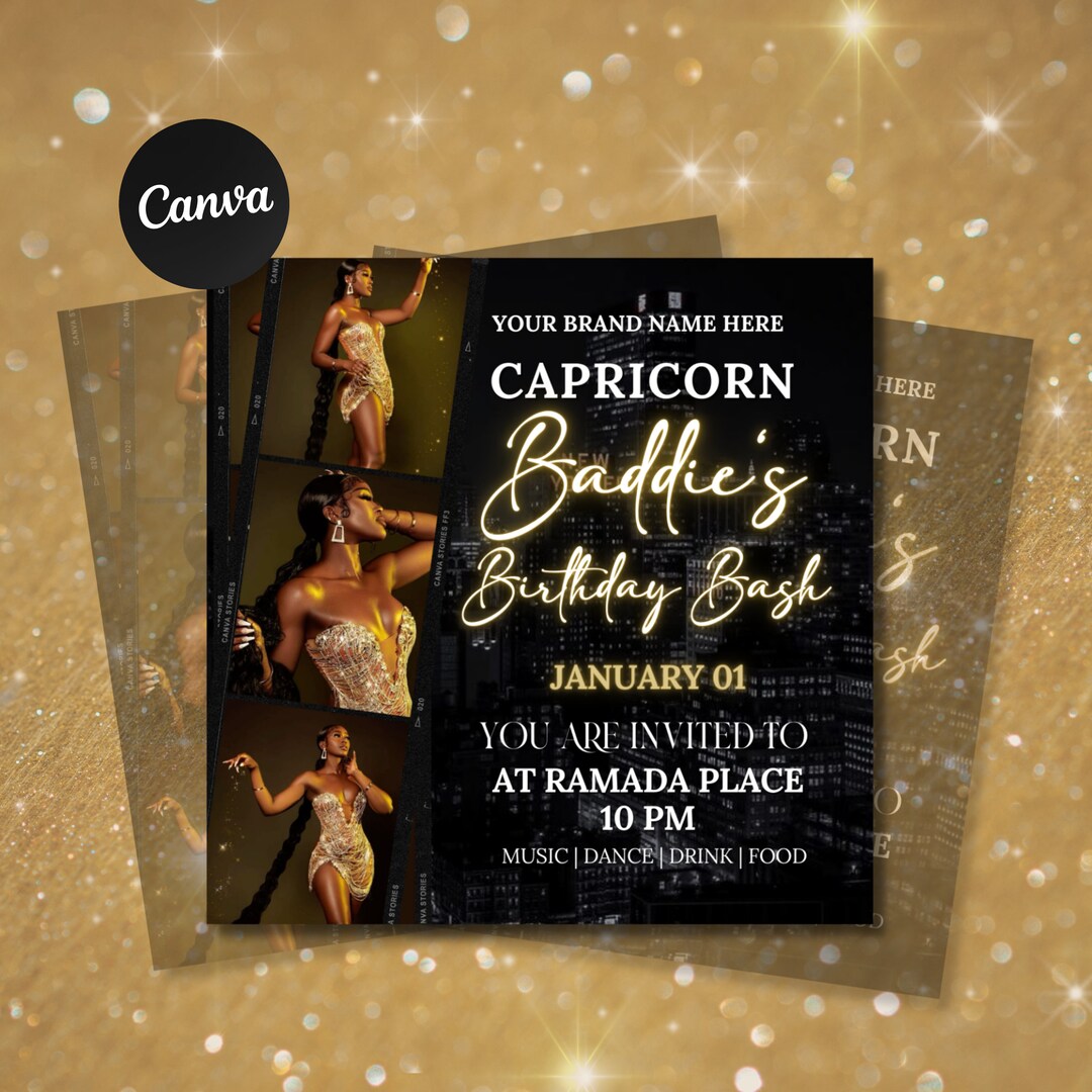 Capricorn Birthday Flyer, Birthday Girl, Happy Birthday Flyer ...