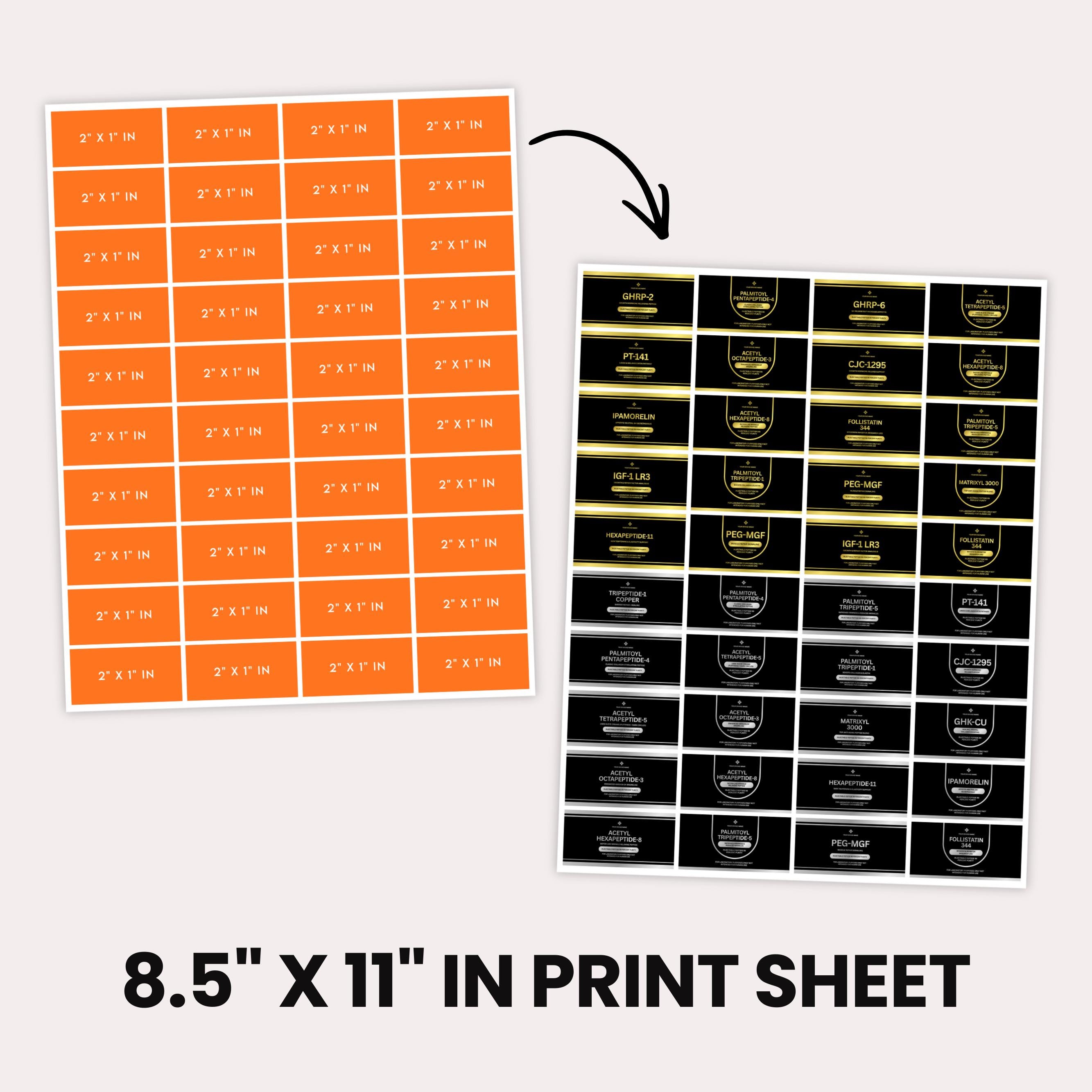 Peptide Label Templates Bundle, 20 Peptide Printable Labels, Peptide ...