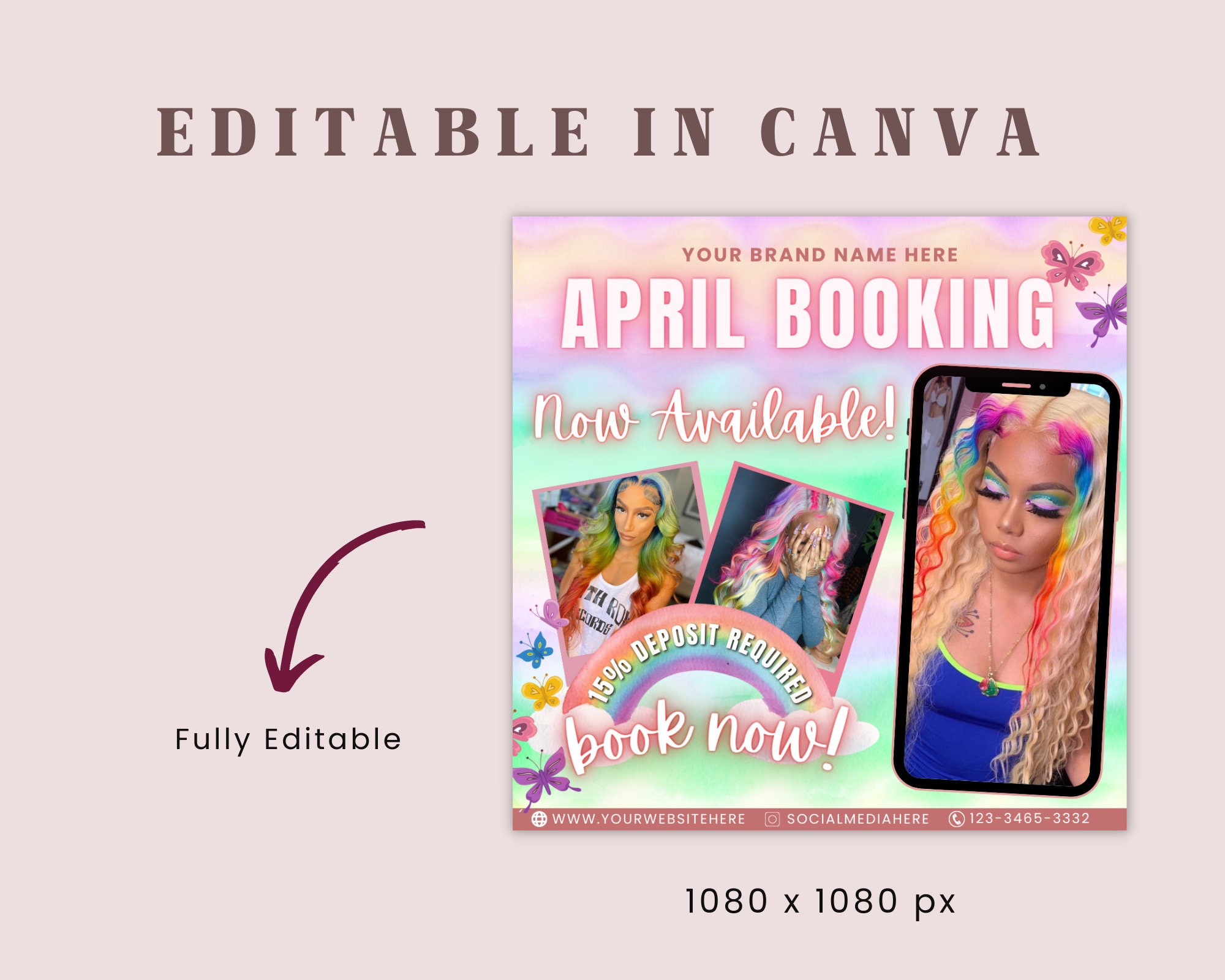 April Appointment Bookings Flyer | DIY Spring Book Now Beauty Hair ...