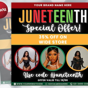 Juneteenth Flyer, Juneteenth Sale Flyer, Editable Flyer Template, Juneteenth Wig Sale Flyer ...