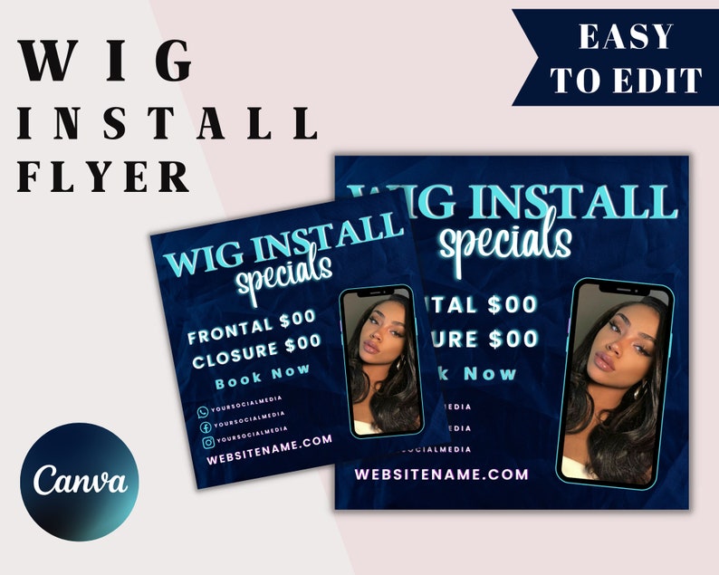 Wig Install Flyer Booking Template | Advertise Your Business by Digital ...