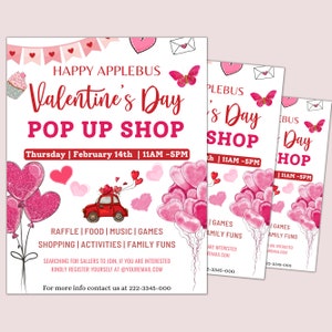 Valentine Pop up Shop Flyer, Valentine Event Flyer Template, Pop up ...