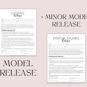 Model Release Form Template Photography Forms Minor Model Release Form ...