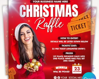 Christmas Raffle Giveaway Flyer, DIY Holiday Flyer, Giveaway Flyer, DIY ...