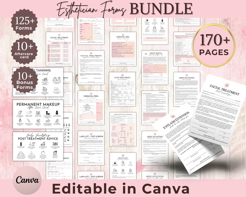 Esthetician Forms Bundle, Facial Client Intake Forms, Waxing Consent ...