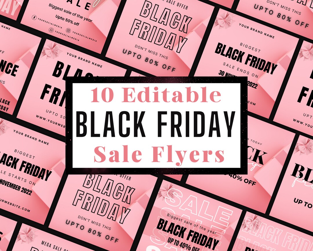 Printable Black and Pink Friday Flyer Bundle, Book Now Flyer, Black ...