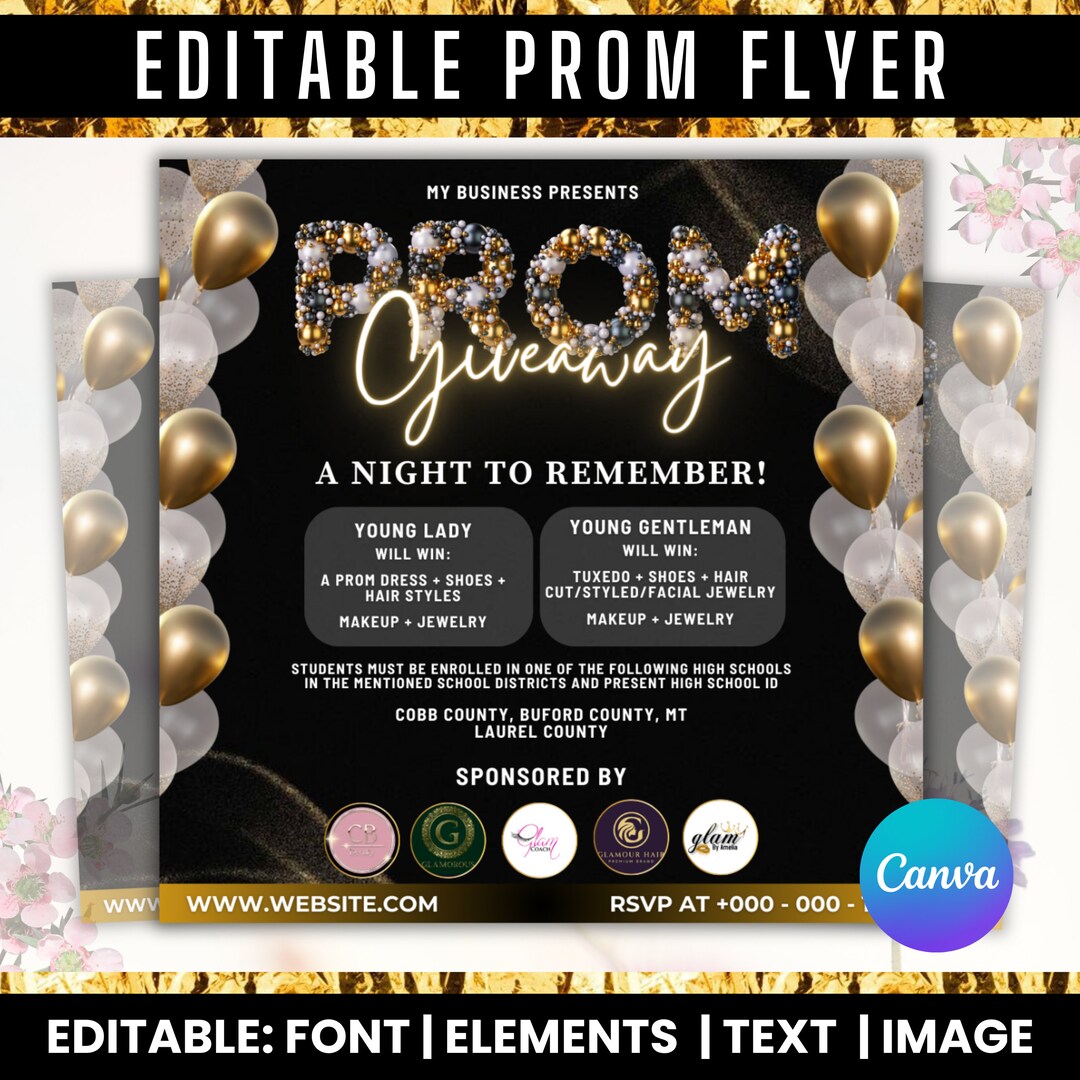 Prom Give Away Flyer, Prom Sale Flyer, Hairstylist Flyer, Makeup ...