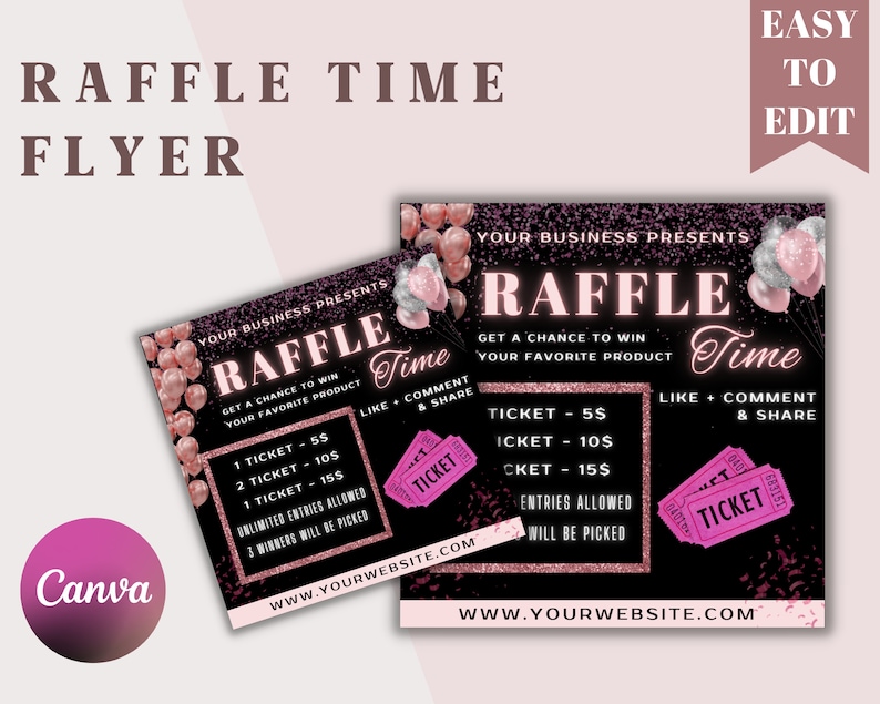 Raffle Ticket Poster Social Media Flyer Flyer Design Raffle - Etsy