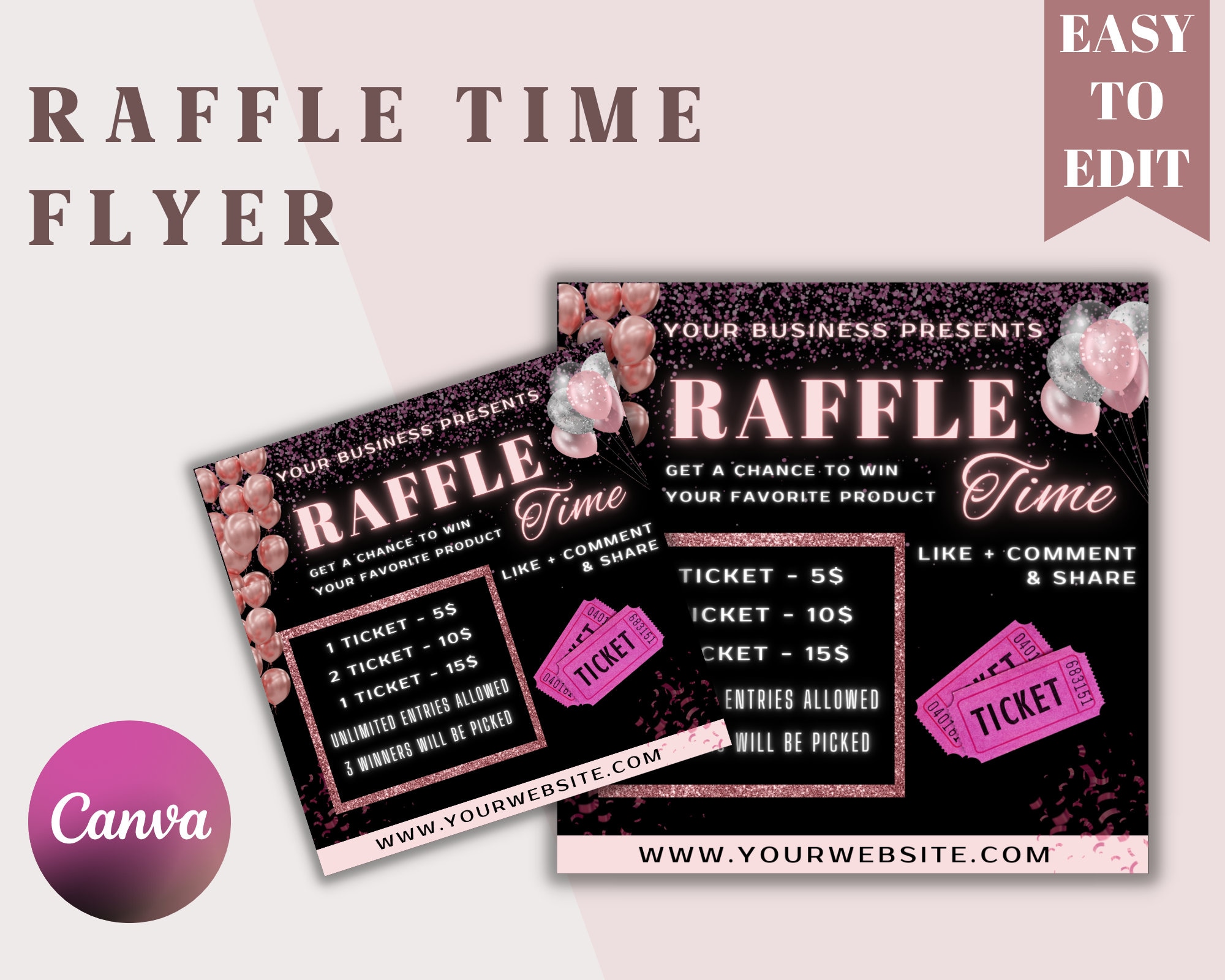 Raffle Ticket Poster Social Media Flyer Flyer Design Raffle - Etsy