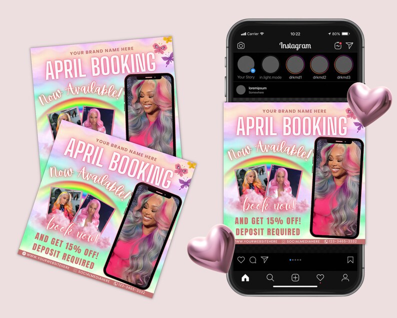 April Appointment Bookings Flyer | DIY Spring Book Now Beauty Hair ...