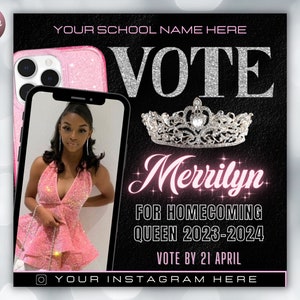 Vote Homecoming Queen Flyer, Homecoming Flyer, Campaign Flyer, Class ...