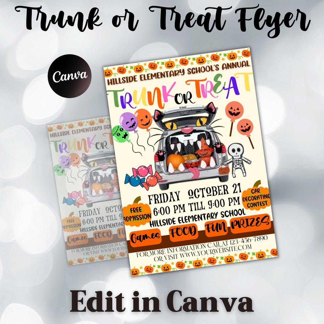 EDITABLE Trunk or Treat, Halloween Flyer, Trunk or Treat Invitation ...