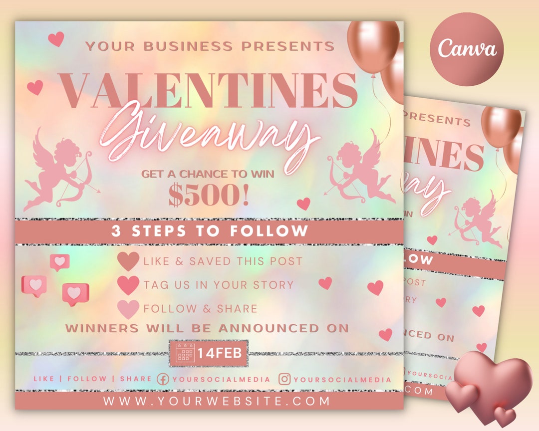 Valentines Day Raffle Giveaway Flyer, Valentines Flyer, Raffle Flyer ...