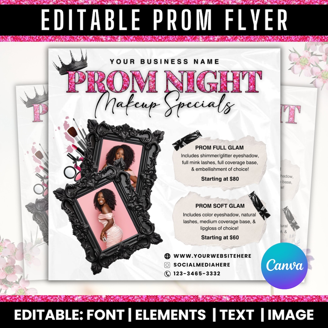 Prom Makeup Flyer, Prom Makeup, MUA Flyer, Makeup Flyer, Prom Flyer ...
