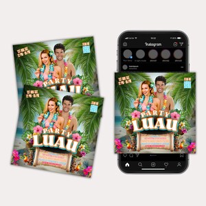 Luau Party Flyer, Hawaiian Party Flyer, Summer Beach Party Flyer, Dj ...