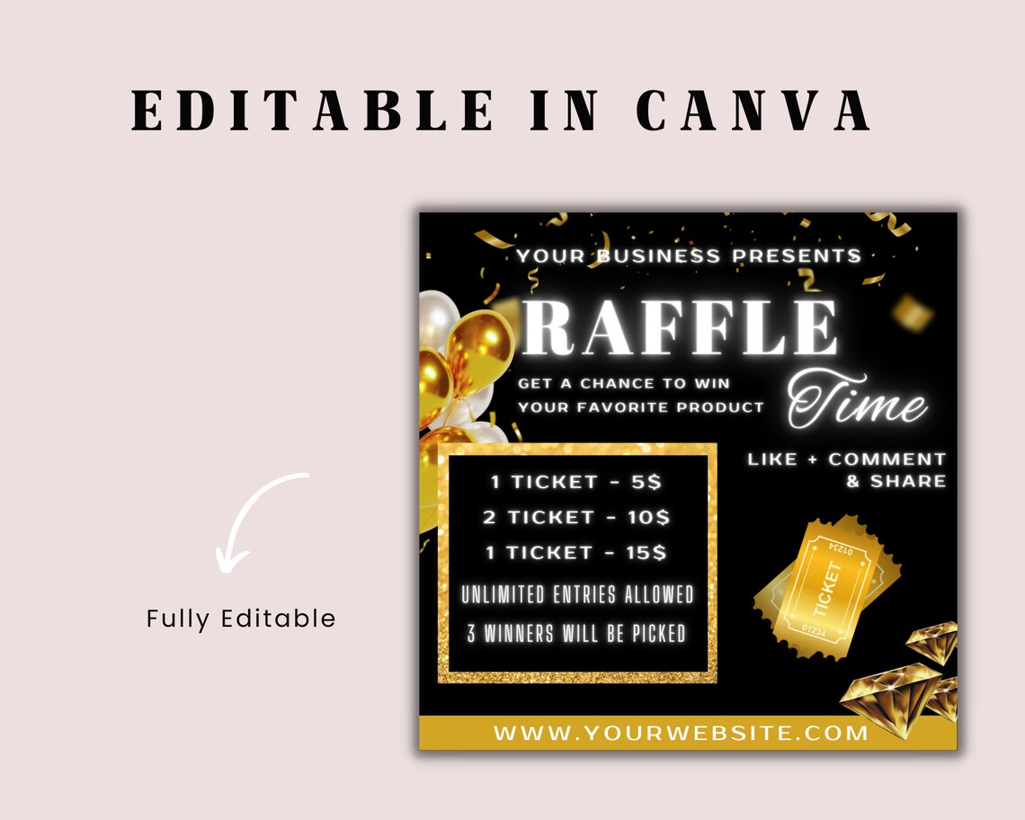 Raffle Ticket Template Flyer Template Instagram Flyer Hair - Etsy