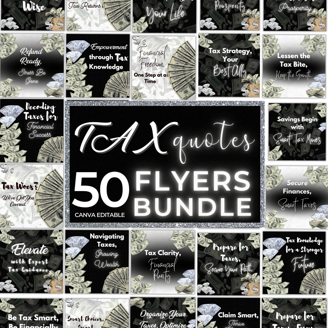 Tax Prep Quotes Bundle, Bundle of 50, Gold & Black Tax Preparation ...