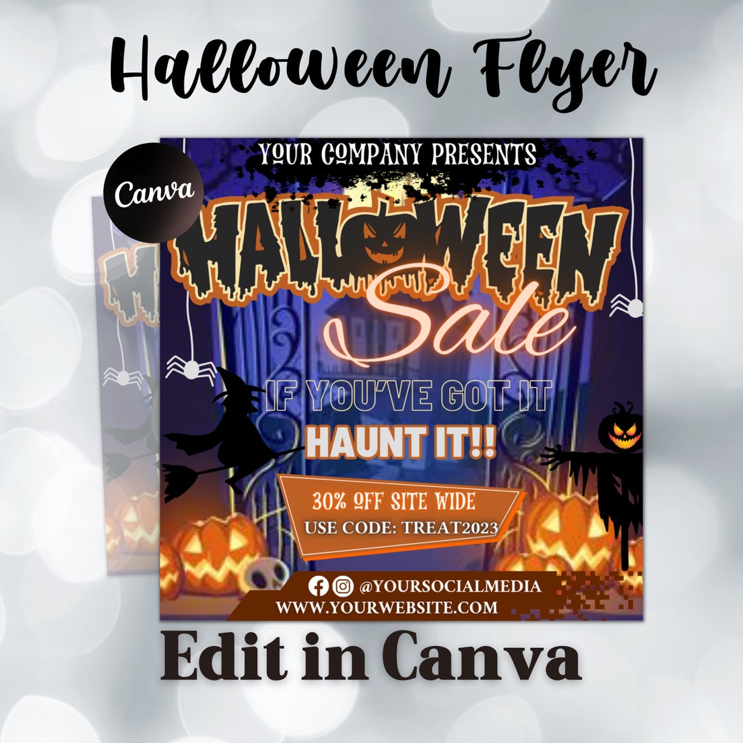 Editable Spooky Halloween Party Flyer, Adult Costume Party Template ...