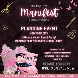 Editable Vision Board Flyer, Vision Board Flyer, Manifesting Event ...