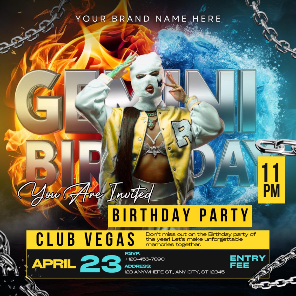 Gemini Season Party Flyer, Birthday Szn Flyer, Gemini Invitation Flyer ...