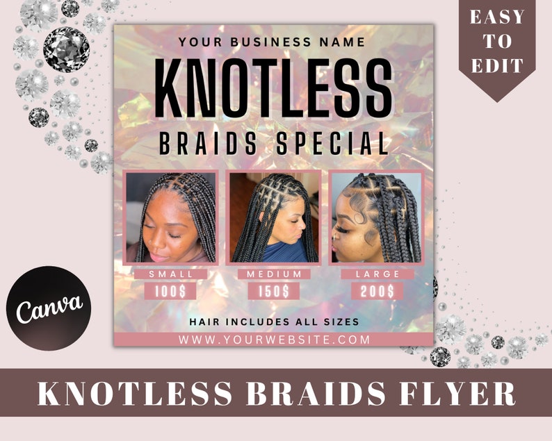 Braids Flyer Braid Special Flyer Knotless Braids Flyer - Etsy