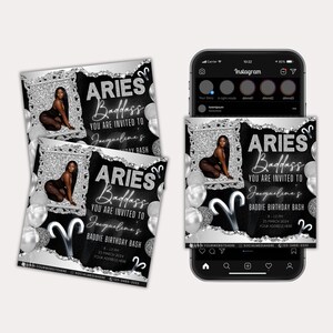 Aries Birthday Flyer, Birthday Flyer Templates, Girl Birthday Party ...