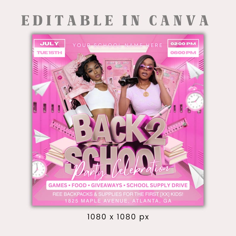 Back to School Party Flyer, Back 2 School Flyer, Summer Flyer, Party ...