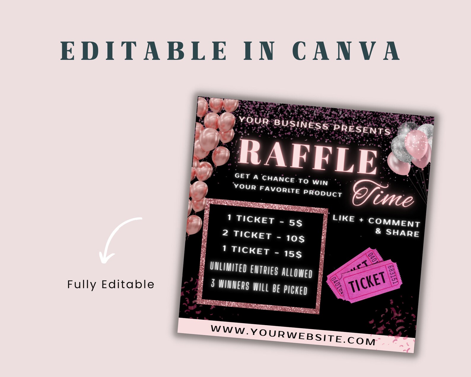Raffle Ticket Poster Social Media Flyer Flyer Design Raffle - Etsy