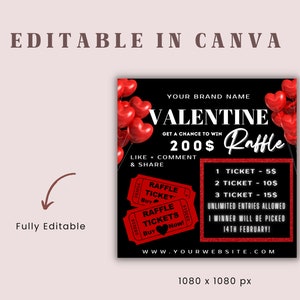 Valentines Raffle Flyer Template, Valentines Day Raffle Giveaway Flyer ...