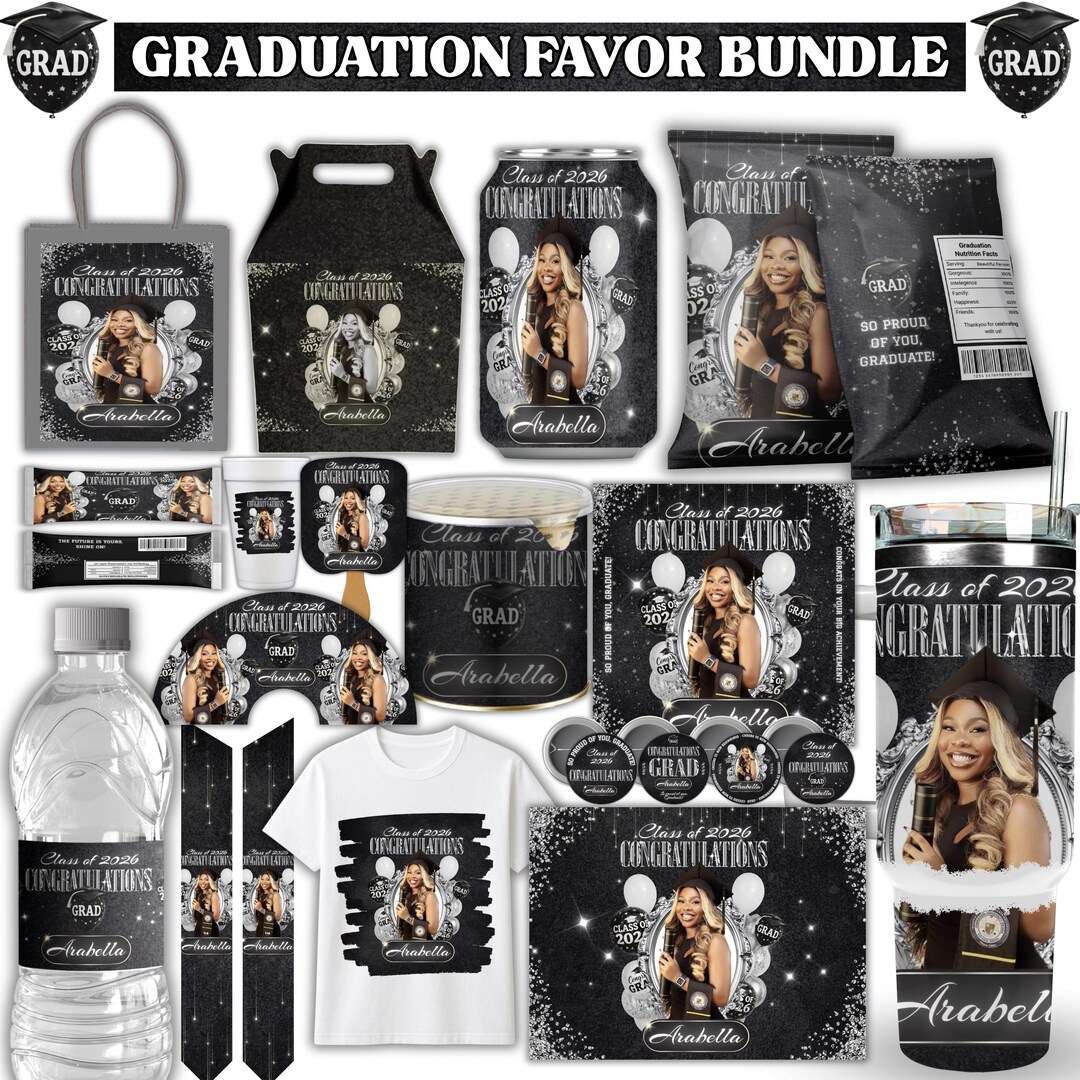 Graduation Party Favor Bundle, Graduation Chip Bag Canva Template ...