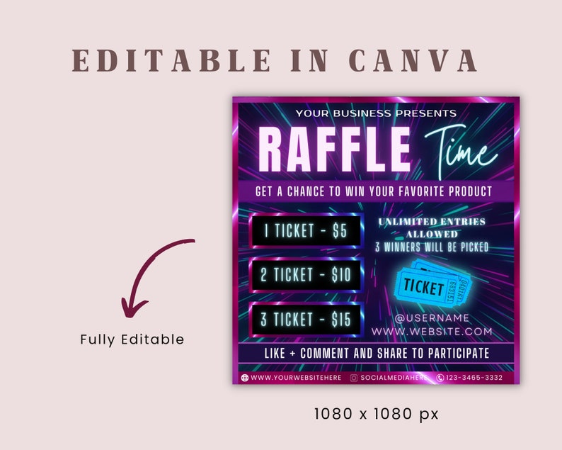 Raffle Flyer Template | DIY Business Branding Giveaway Ticket Contest ...