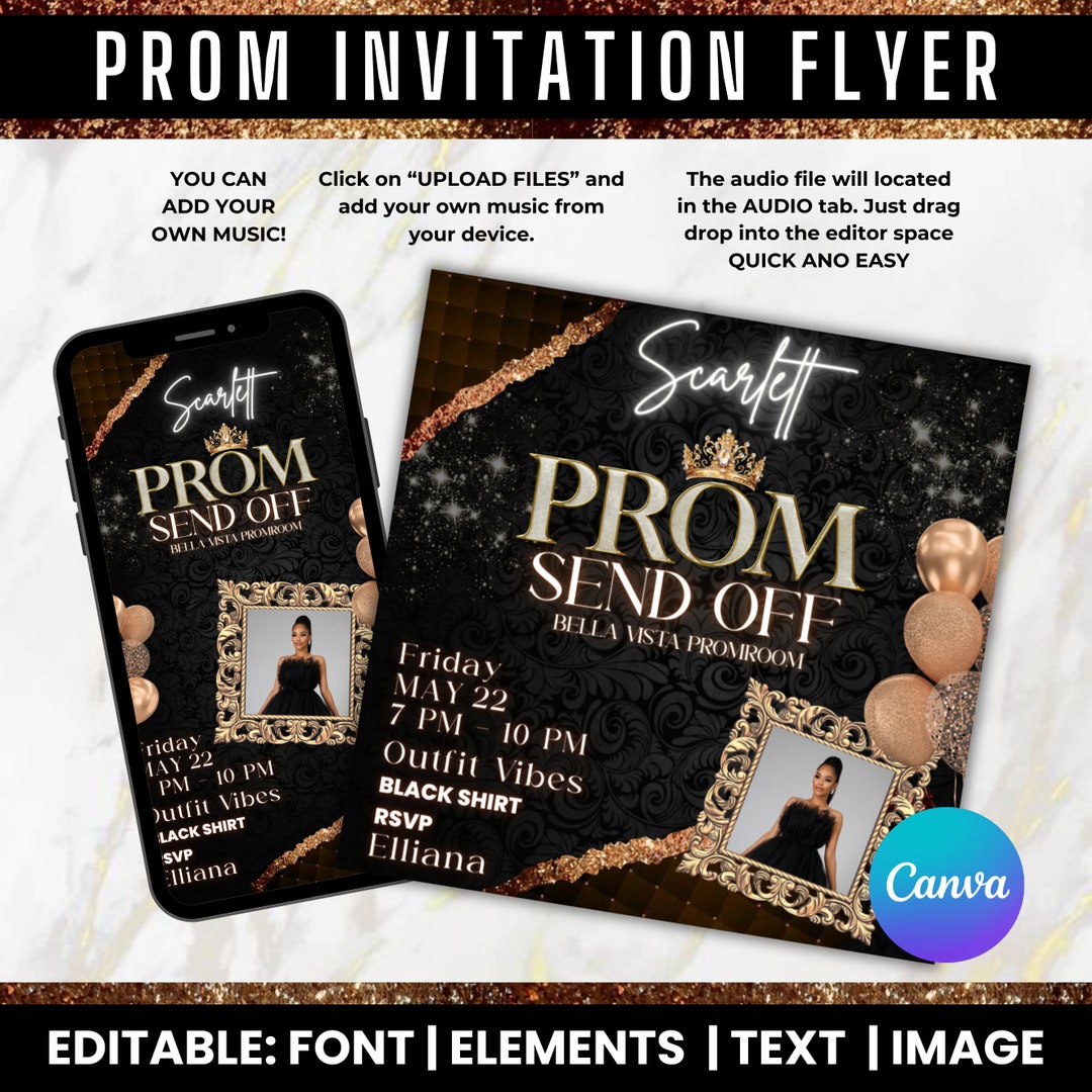 Prom Invitation, Prom Send off Flyer, Prom Invitation Flyer, Prom Flyer ...