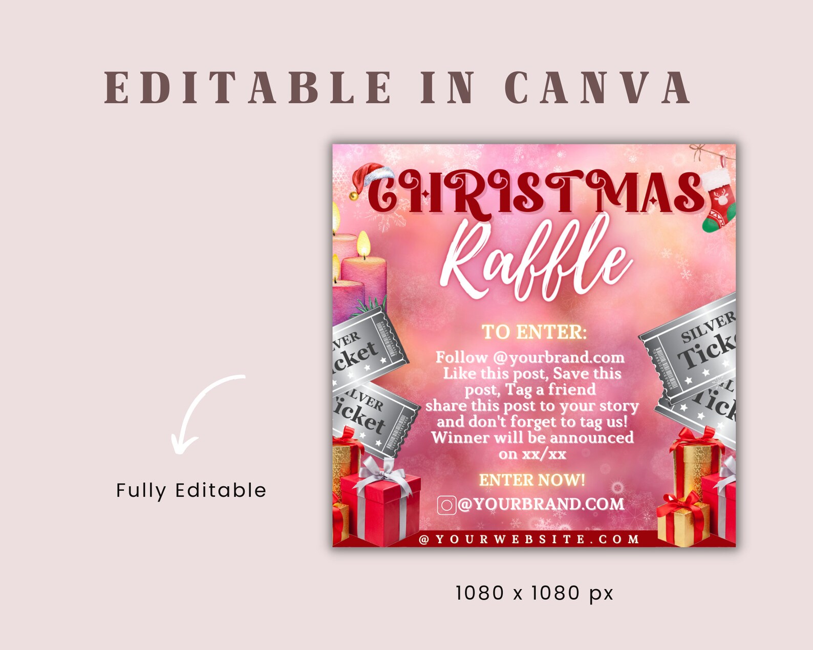 Editable Christmas Raffle Ticket Flyer Template, Giveaway Flyer ...